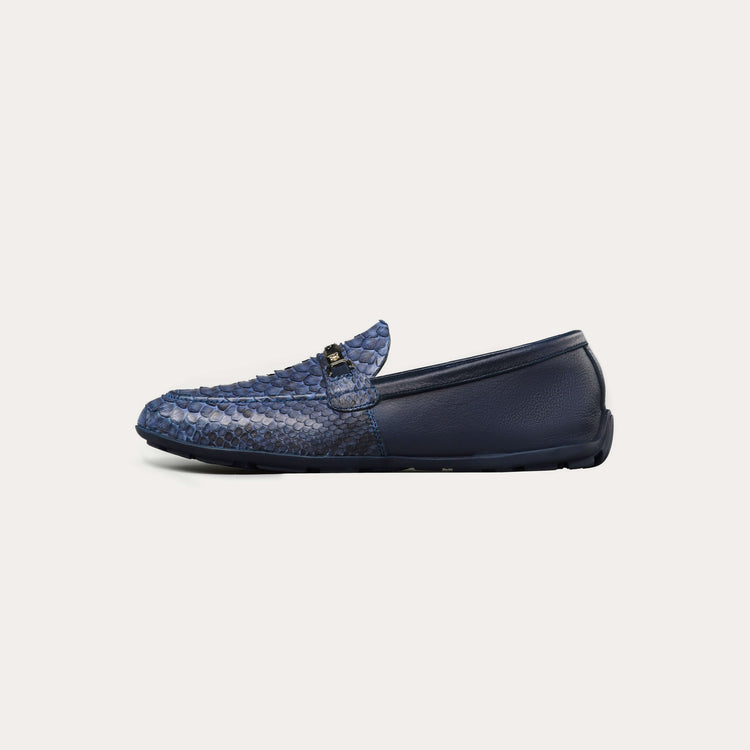 Reggenza Men's Suede & Python Leather Bit Loafers