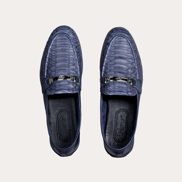 Reggenza Men's Suede & Python Leather Bit Loafers