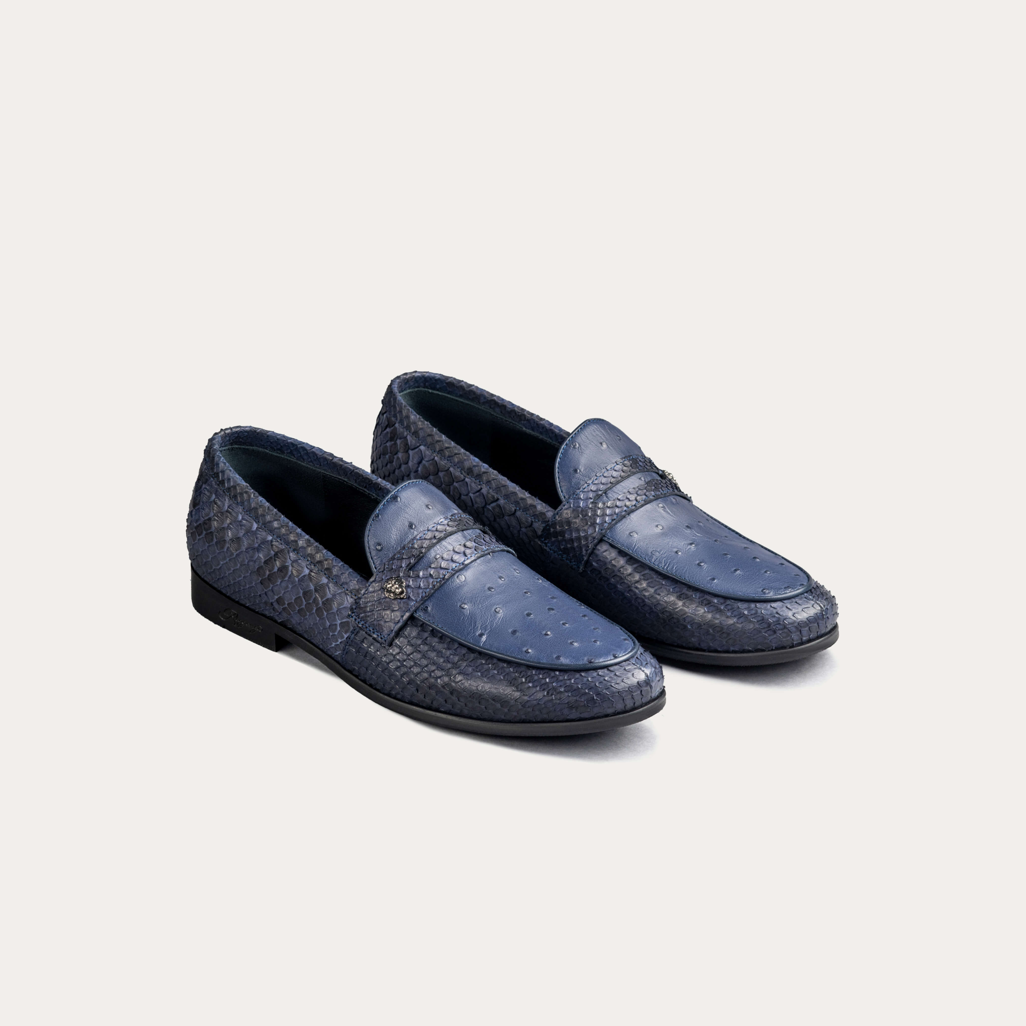 Reggenza Men's Python Leather & Ostrich Leather Penny Loafers